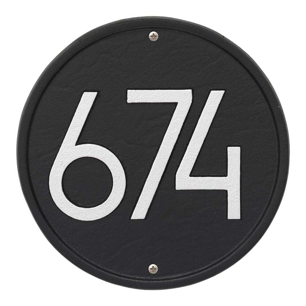 Round Address Plaque - Circular House Number Sign With Modern Font