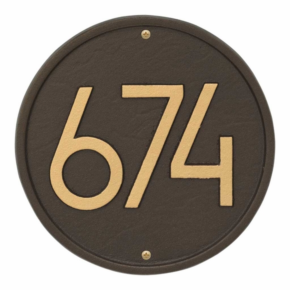 Round Address Plaque - Circular House Number Sign With Modern Font