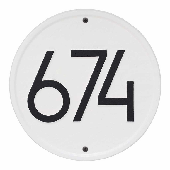 Round Address Plaque With Modern Numbers