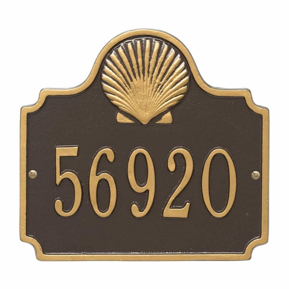 House Number Plaque with Seashell