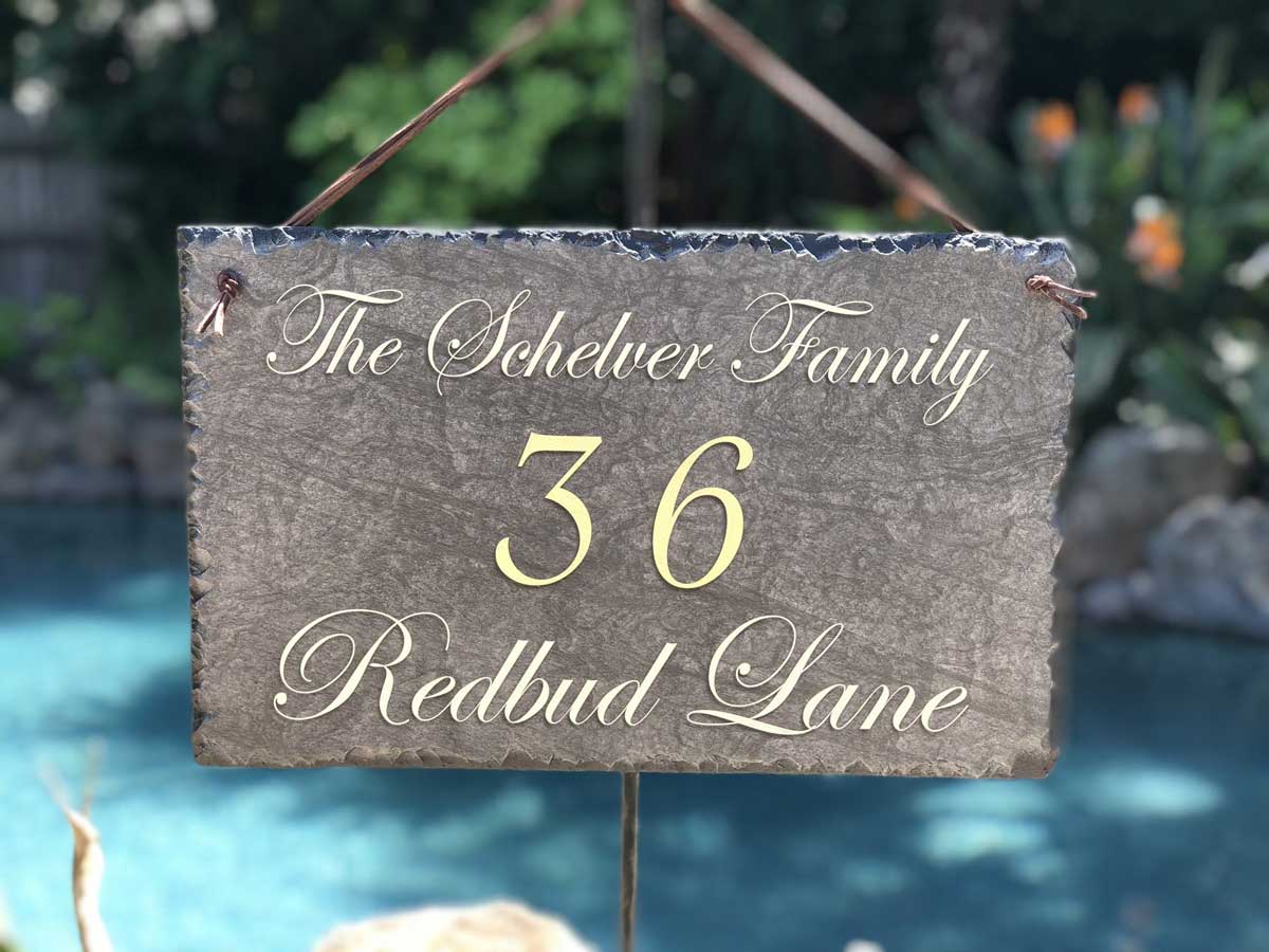 Slate 3 Line Address Sign