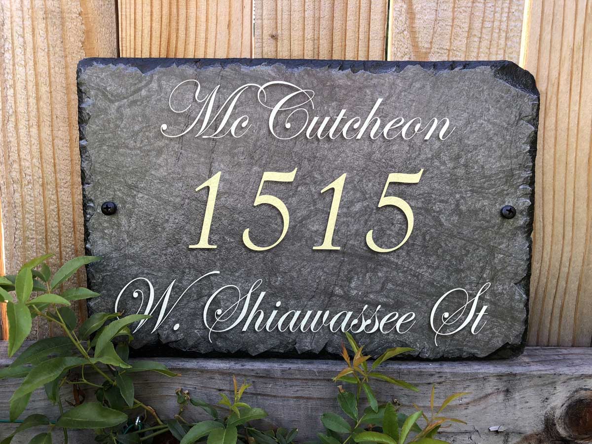 Slate 3 Line Address Sign