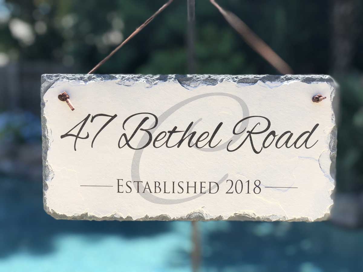 Slate Address Plaque with Monogram