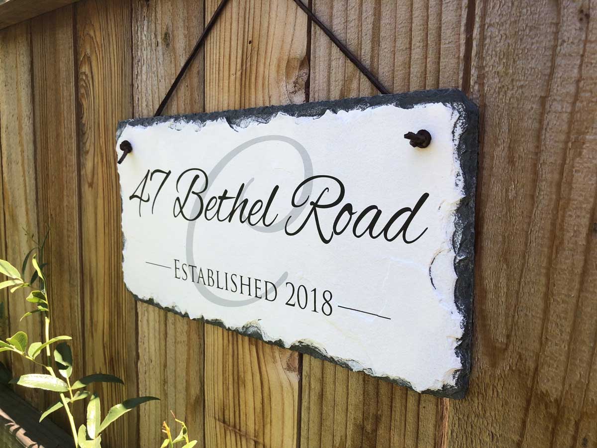 Slate Address Plaque with Monogram