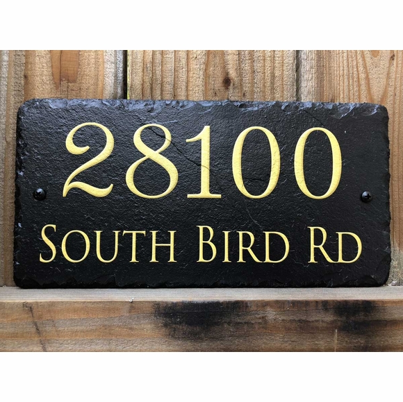 Slate Address Sign with Giant Gold Numbers