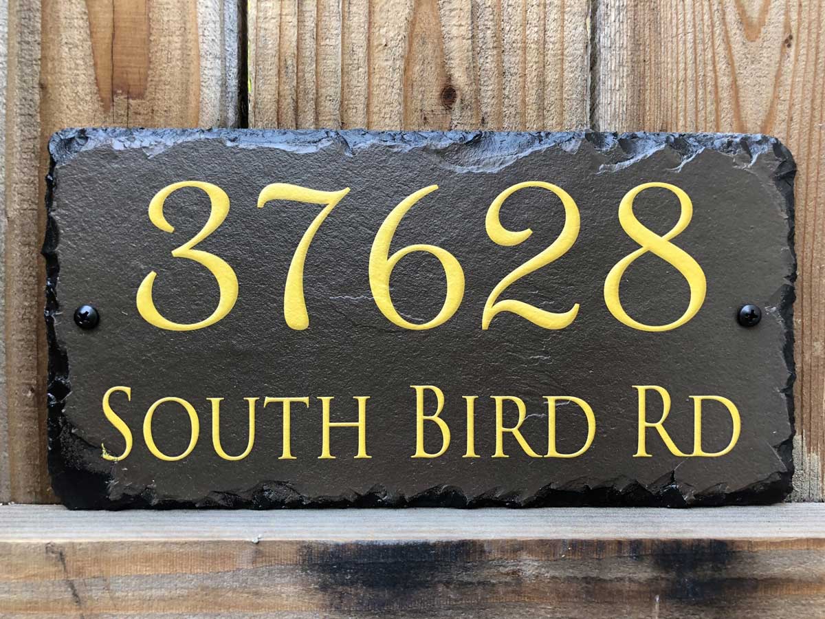 Slate Address Sign with Giant Gold Numbers