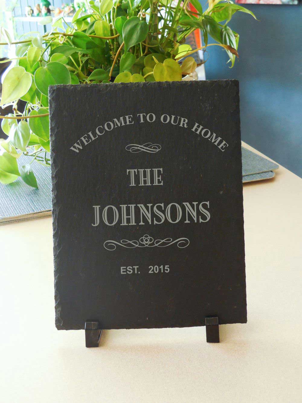 Welcome to Our Home Slate Plaque Personalized with Family Name and Year ...