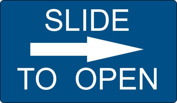 Slide To Open Sign - Sliding door or window sticker sign with optional ...