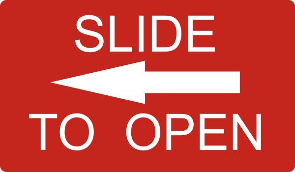 Slide To Open Sign - Sliding door or window sticker sign with optional ...