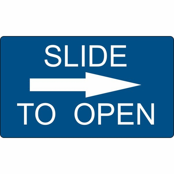 Slide To Open Sign - Sliding door or window sticker sign with optional ...