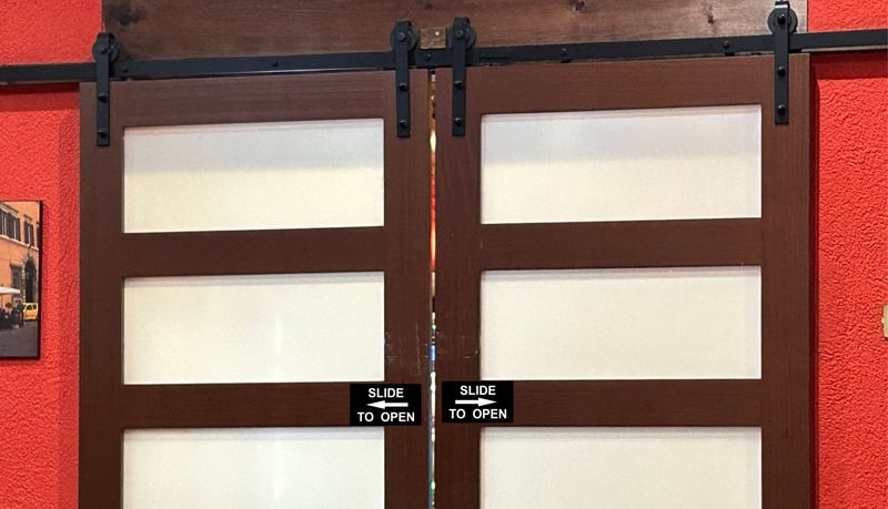 Slide To Open Sign - Sliding door or window sticker sign with optional ...