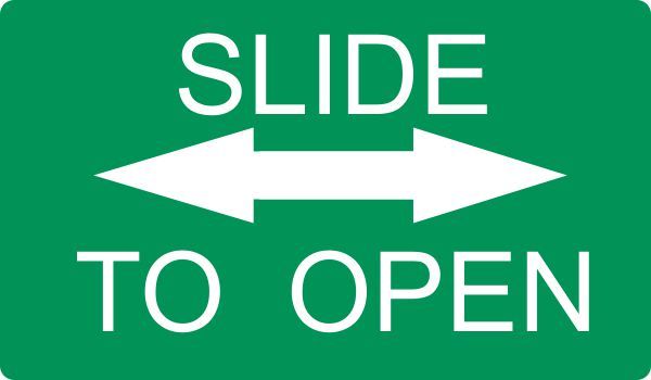 Slide To Open Sign - Sliding door or window sticker sign with optional ...