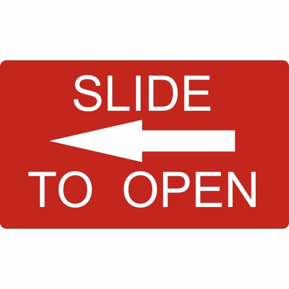 Slide To Open Sign - Sliding door or window sticker sign with optional ...