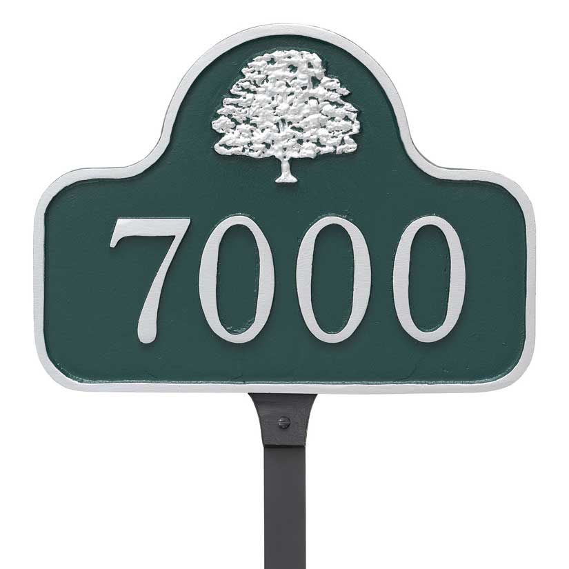 Address Plaque with Oak Tree - Small Arch Shape Address Sign