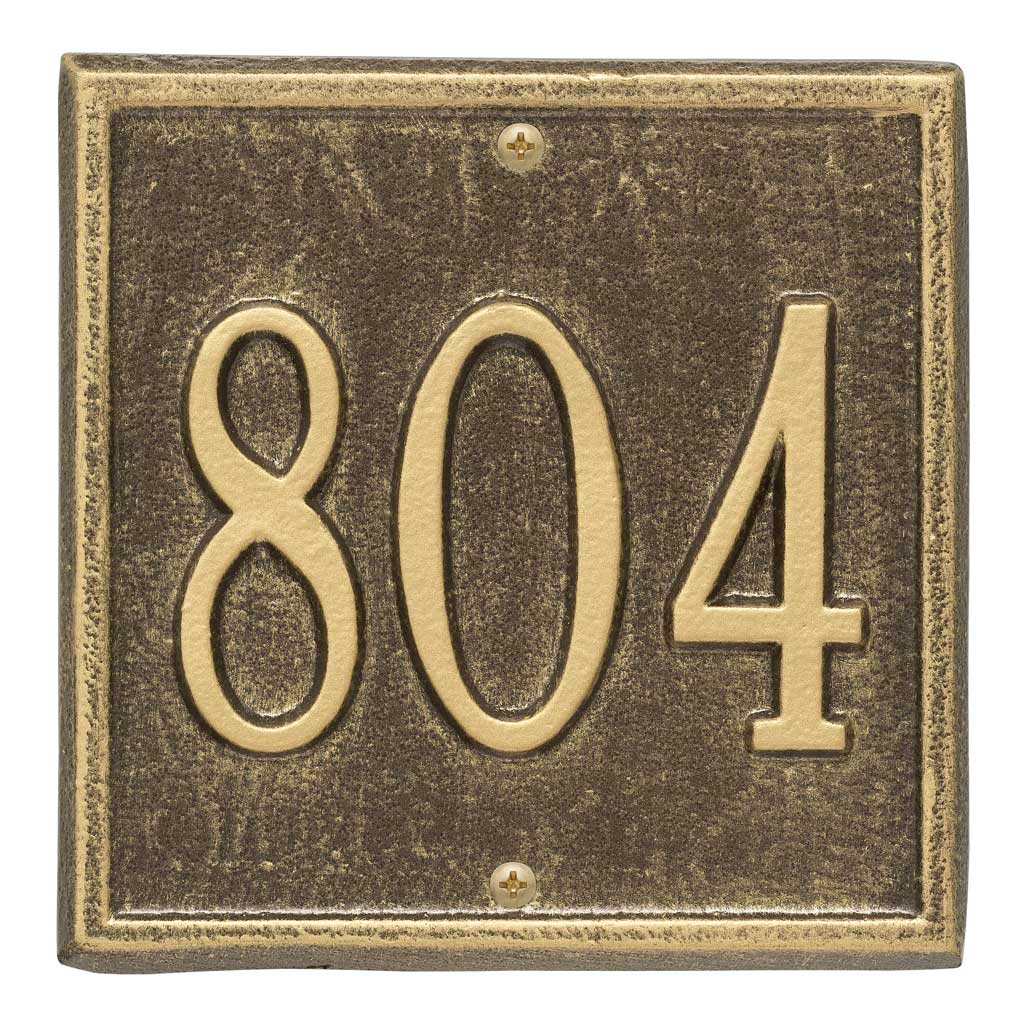 Small Square House Number Sign - Metal Address Plaque