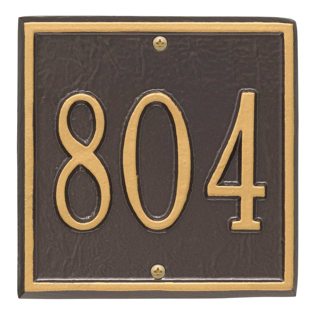 Small Square House Number Sign - Metal Address Plaque