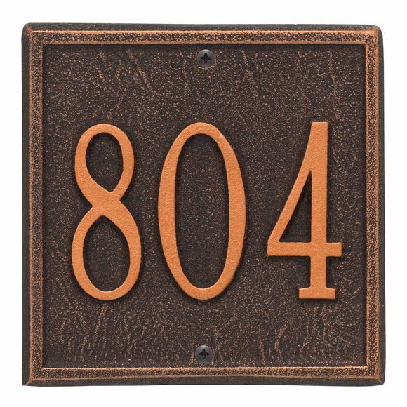 Small Square House Number Sign - Metal Address Plaque