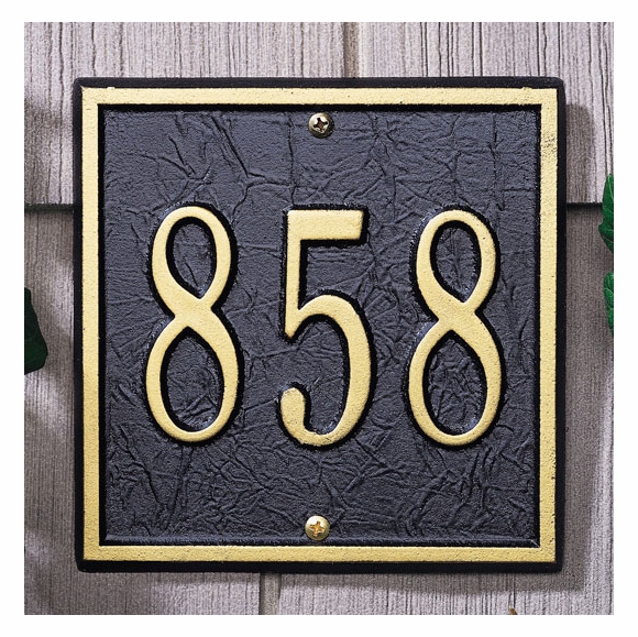 Small Square House Number Sign - Metal Address Plaque