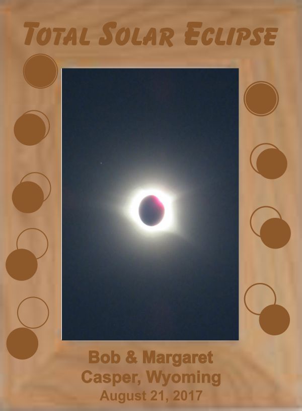 Custom Engraved Personalized Solar Eclipse Picture Frame - Vertical Photo