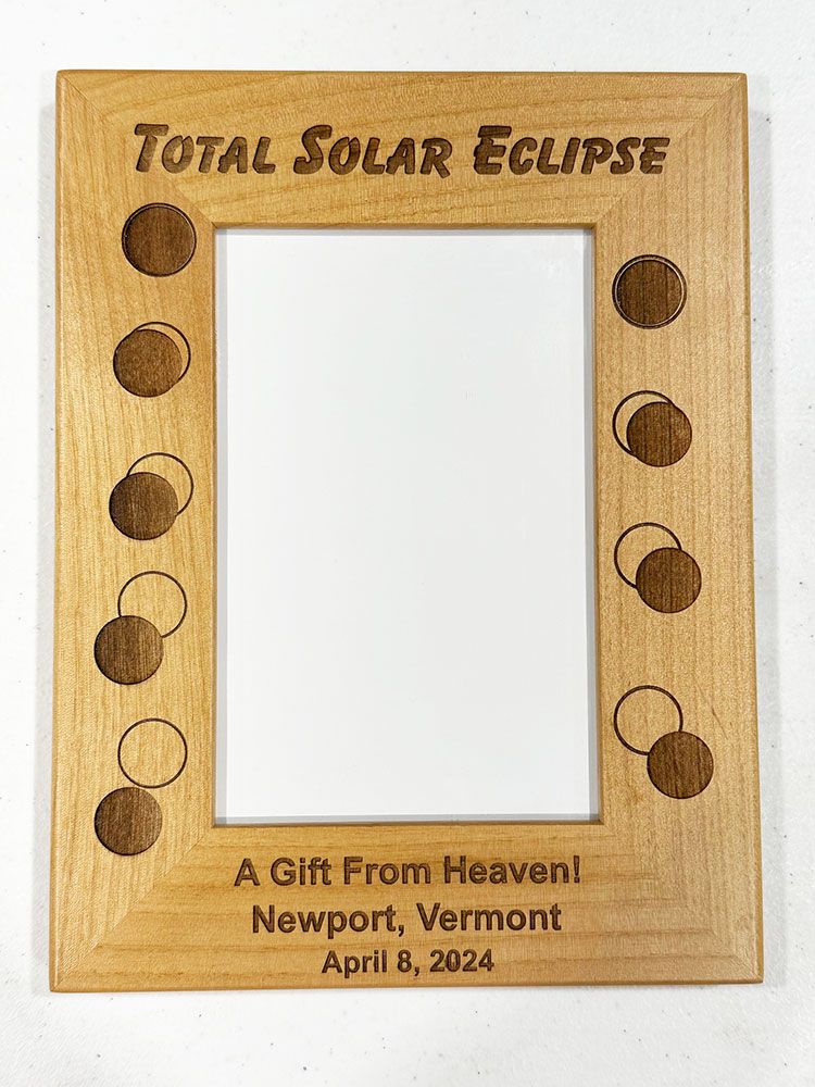 Custom Engraved Personalized Solar Eclipse Picture Frame - Vertical Photo