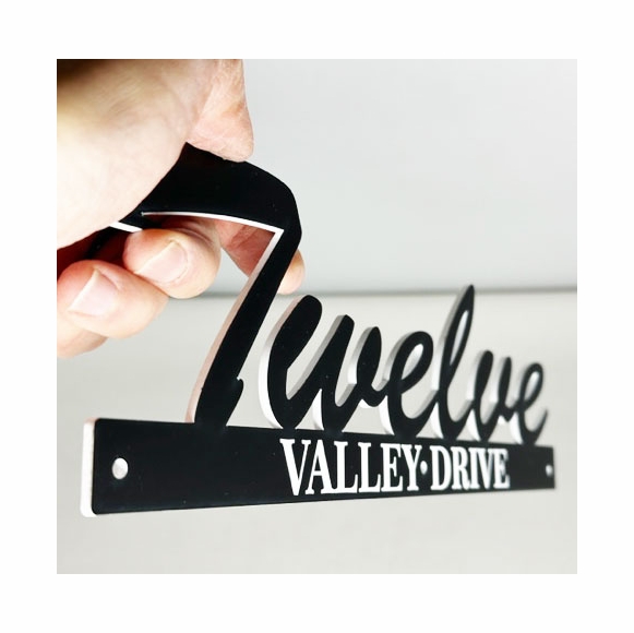 Spelled Out Script House Number Sign with Engraved Street Name or ...