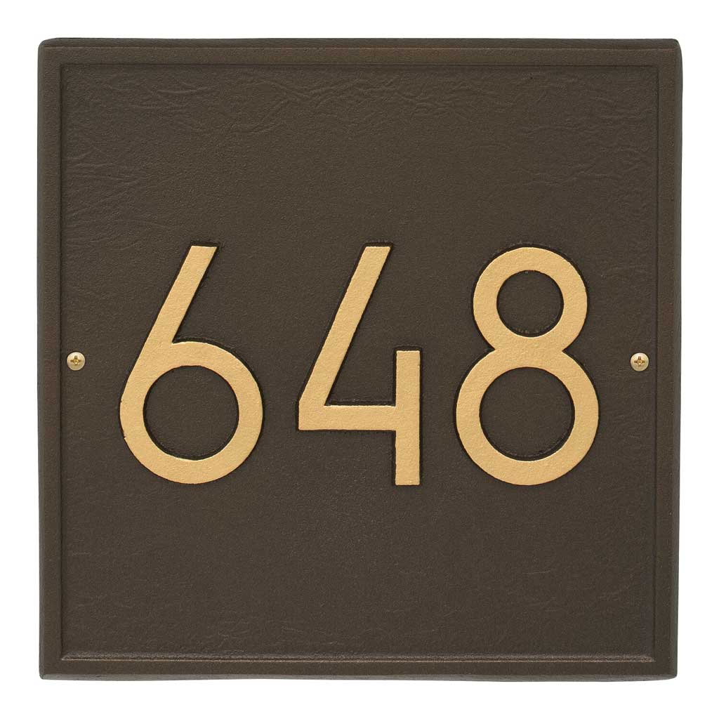 Square Address Plaque with Modern Font - Contemporary House Number Sign