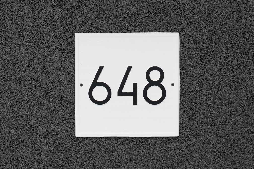 Square Address Plaque with Modern Font - Contemporary House Number Sign