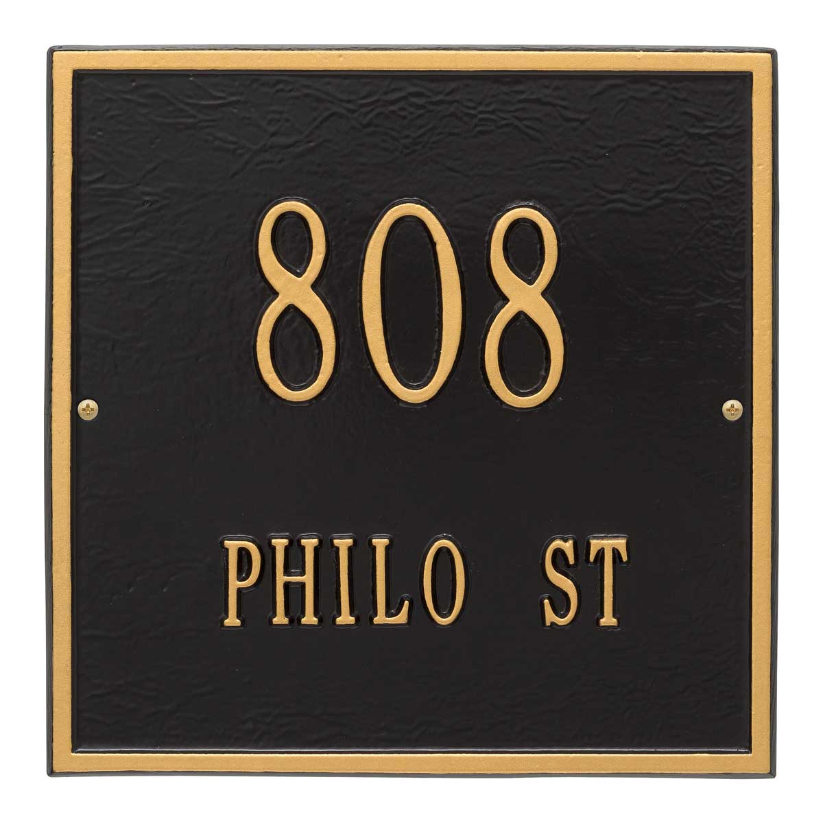 Square Address Sign With House Number and Street Name