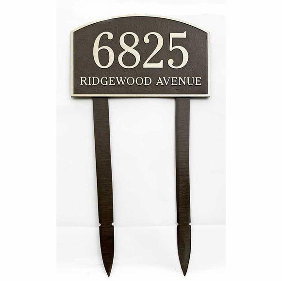 Street Address Sign For Wall or Yard Stake Mount - Custom Cast Metal Plaque