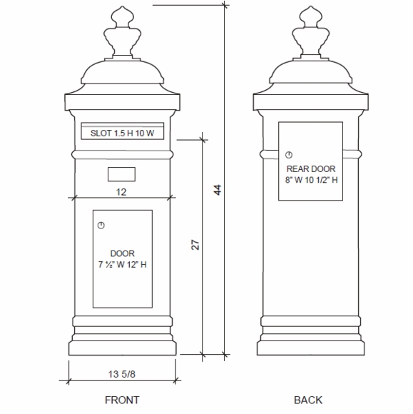 Tower Mailbox - Freestanding Victorian Pedestal Mounted Mailbox