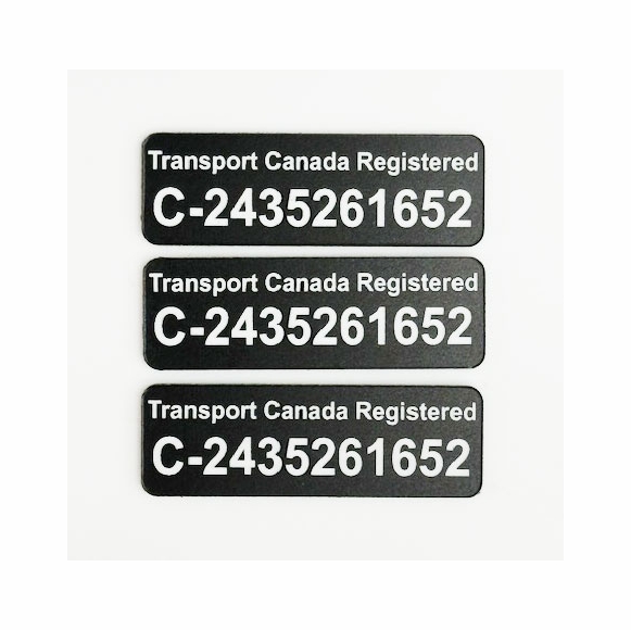 Transport Canada Drone Registration Number Label - Set 3 of Tags