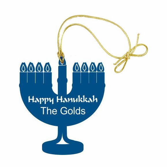 Personalized Hanukkah Menorah Tree Ornament
