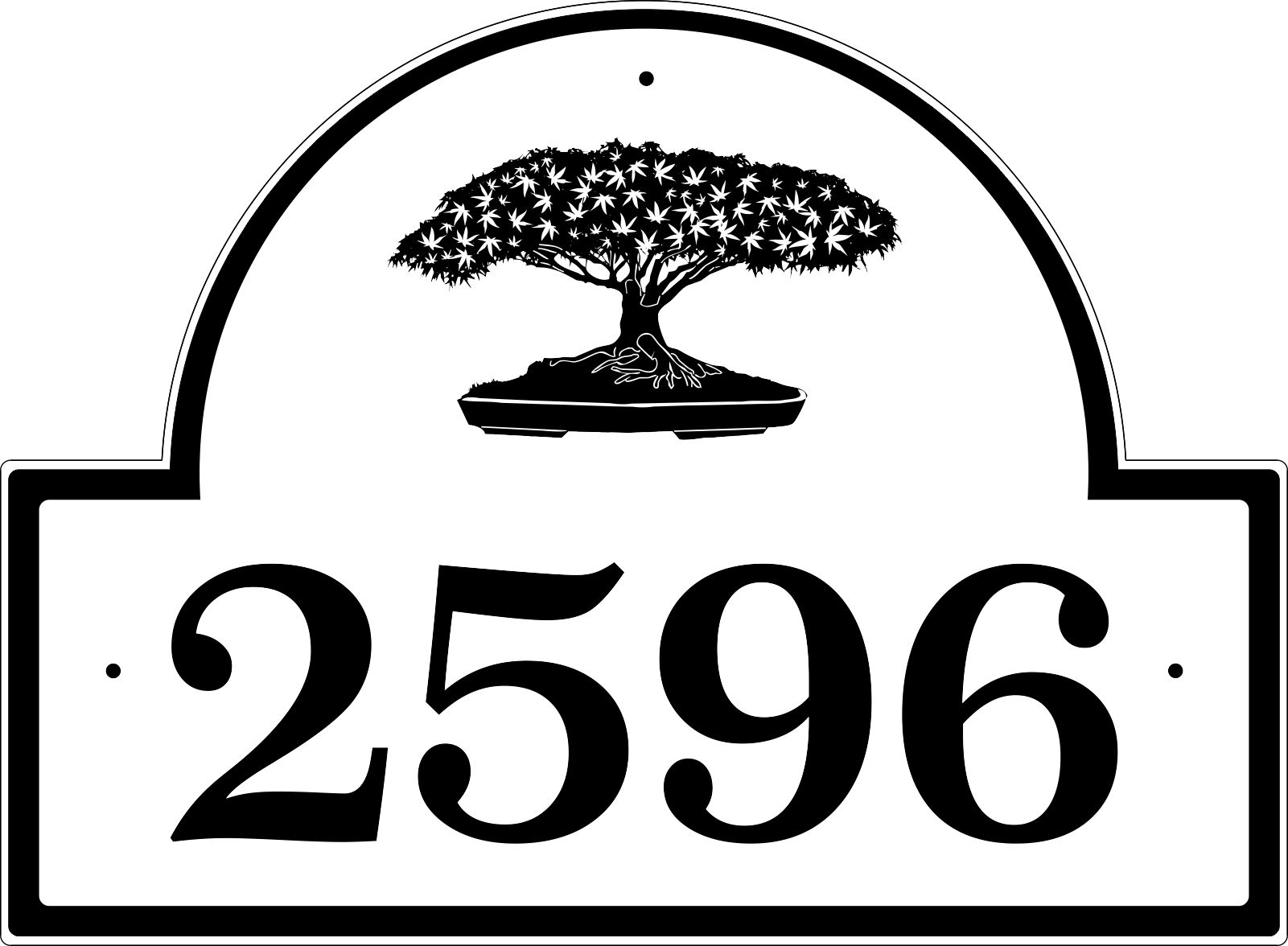 Address Sign With Tree - Choose Palm Tree, Bonsai Tree Or Other Tree