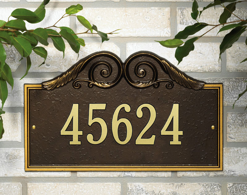 Address Plaque With Decorative Scroll Arch Top