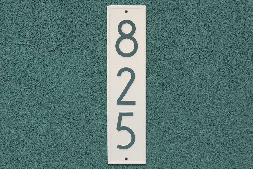 Vertical Address Plaque With Modern Font