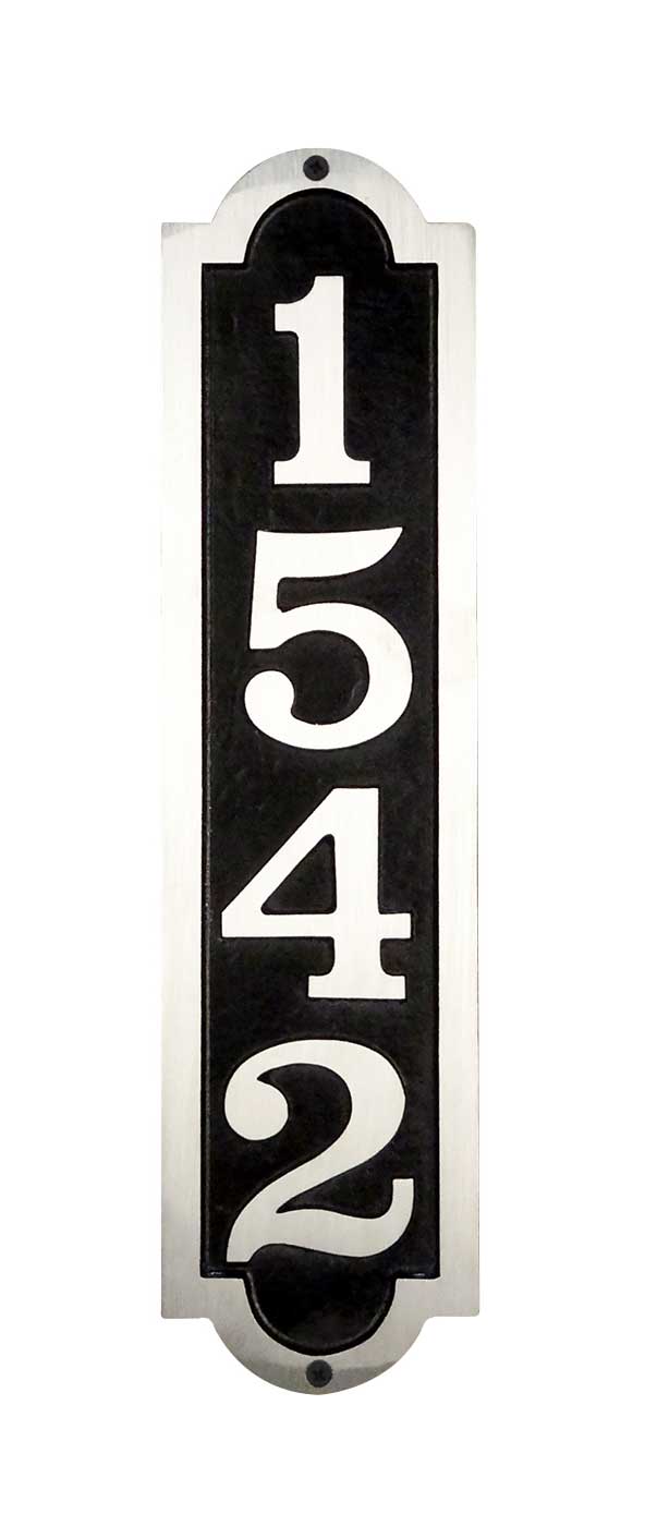 Vertical House Number Sign - Cast Aluminum Metal