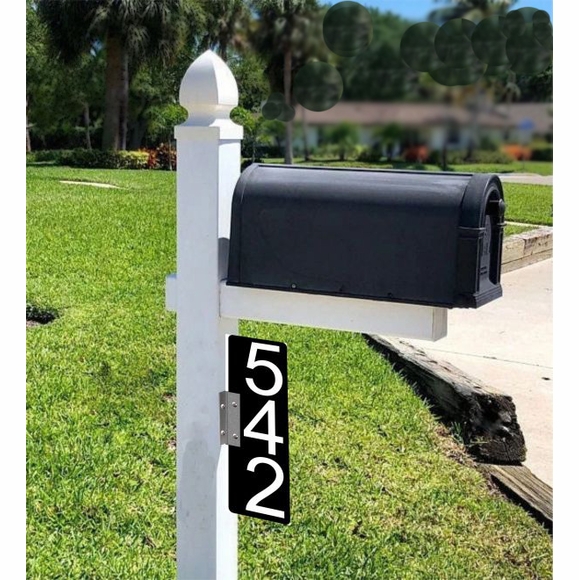 Vertical Reflective Mailbox and Post House Number Address Sign