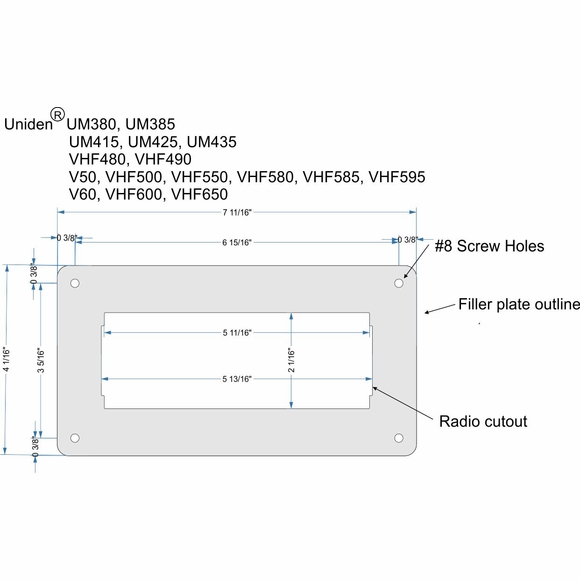 VHF Marine Radio Flush Mount Filler Plate