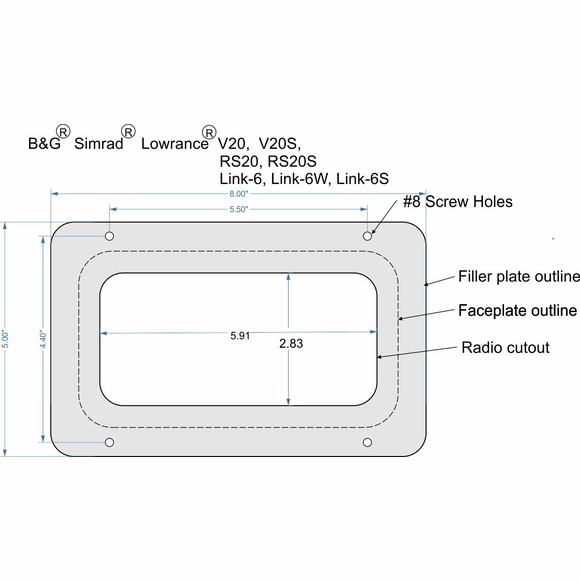 VHF Marine Radio Flush Mount Filler Plate