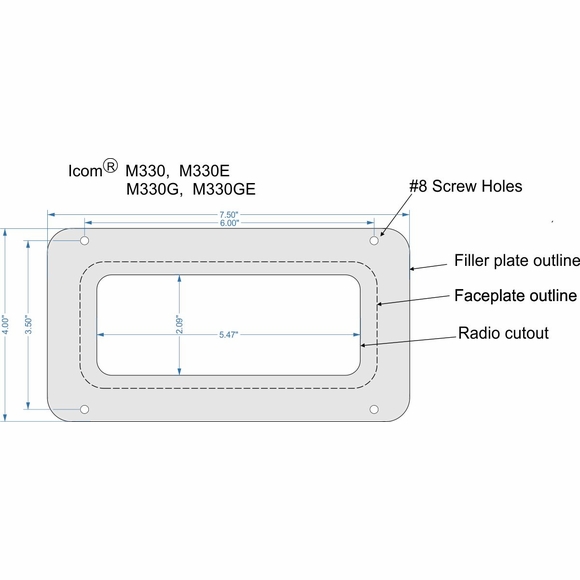 VHF Marine Radio Flush Mount Filler Plate