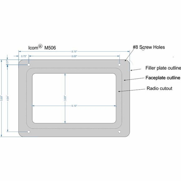 VHF Marine Radio Flush Mount Filler Plate