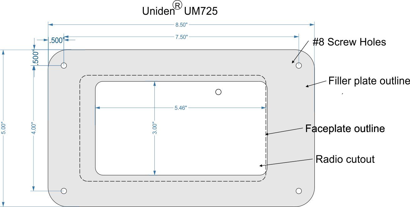 VHF Marine Radio Flush Mount Filler Plate