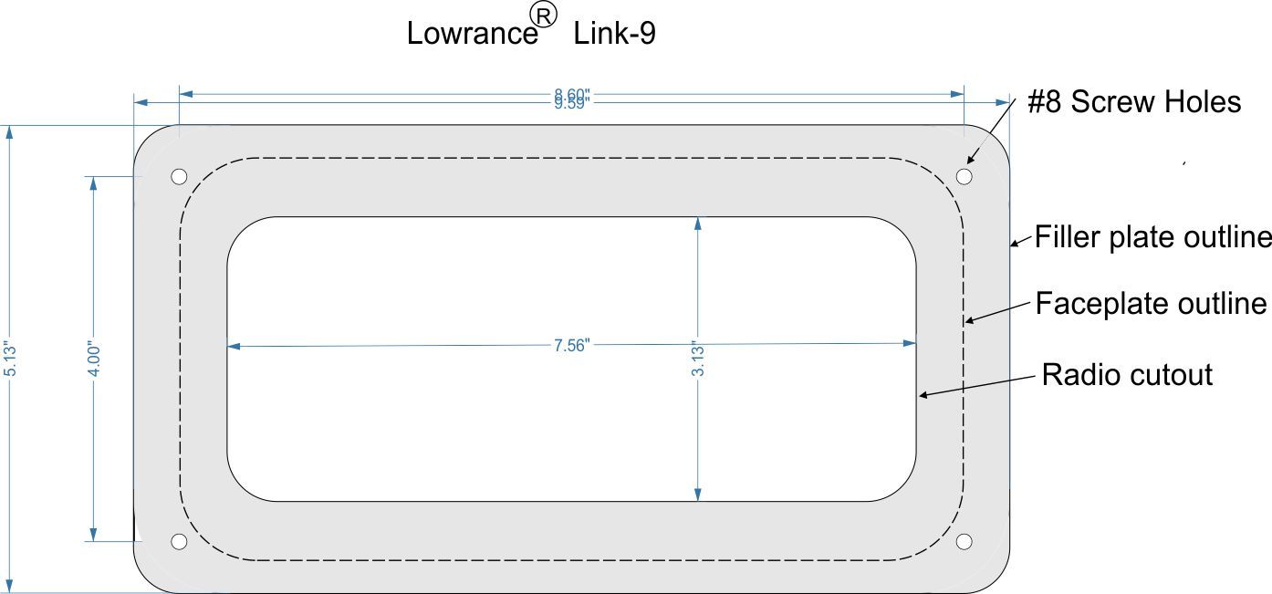 VHF Marine Radio Flush Mount Filler Plate