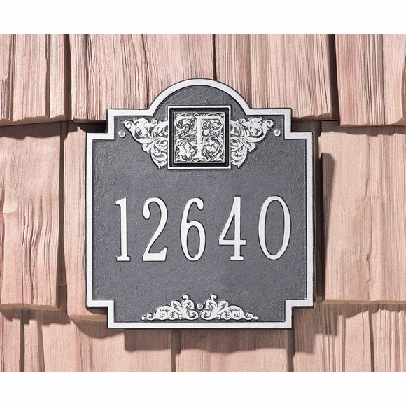 Wall Mount Address Sign with Initial Monogram And Decorative Embellishments
