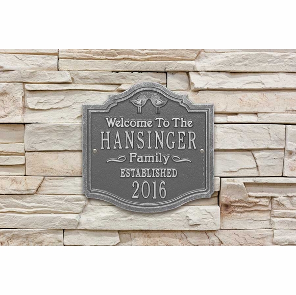 Welcome To The Family Established Date Sign with Kissing Birds ...