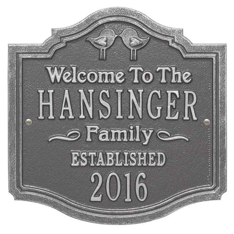 Welcome To The Family Established Date Sign with Kissing Birds ...