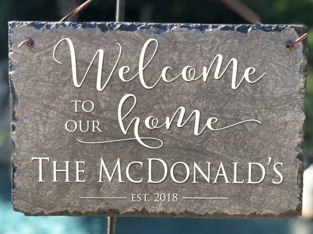 Welcome To Our Home Personalized Slate Plaque
