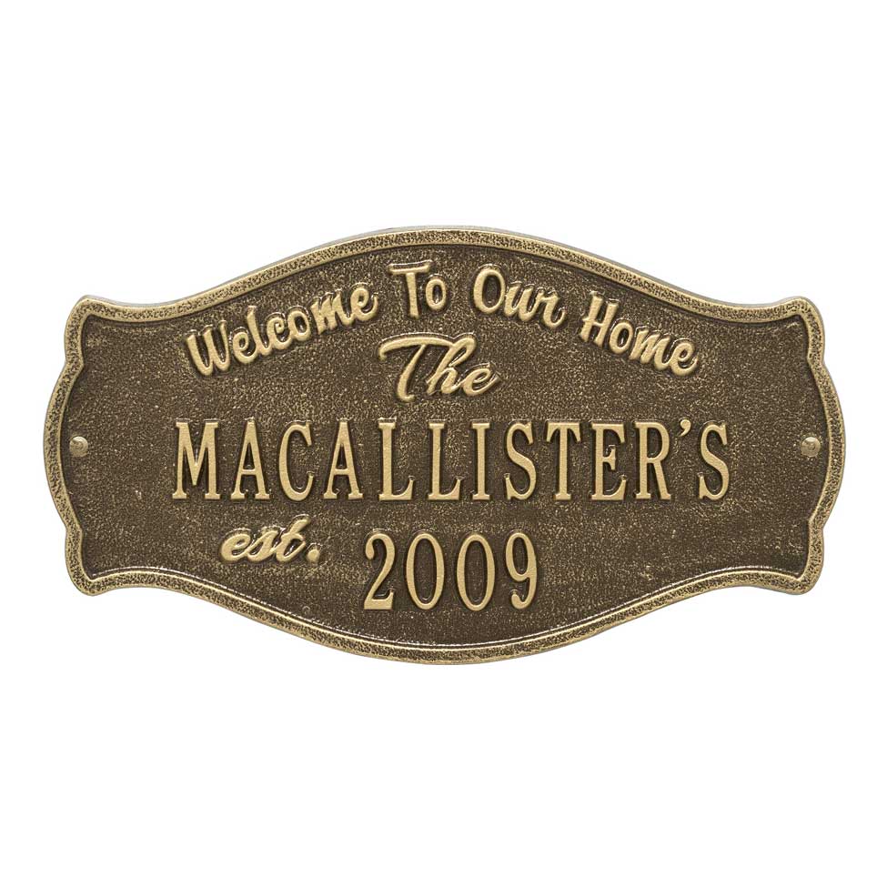 Welcome To Our Home Plaque Personalized With Name and Year Established Date