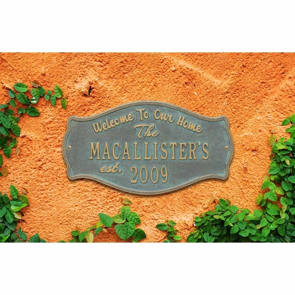 Welcome To Our Home Plaque Personalized With Name and Year Established Date