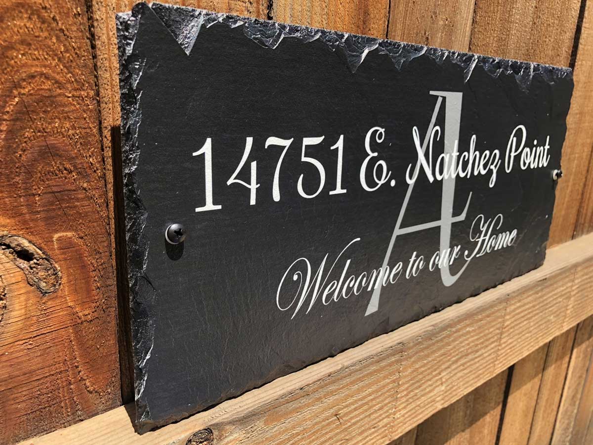 Welcome to Our Home Slate Address Plaque